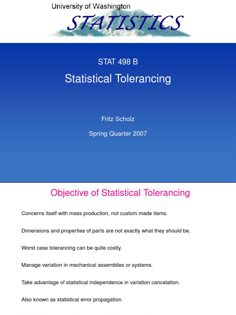 Statictical Tolerancing PDF | PDF | Variance | Normal Distribution