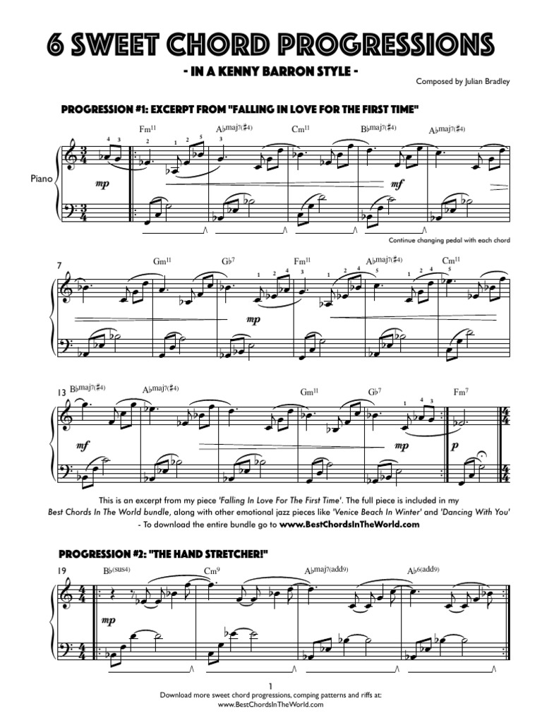 6 Sweet Chord Progressions: - in A Kenny Barron Style | PDF | Popular ...