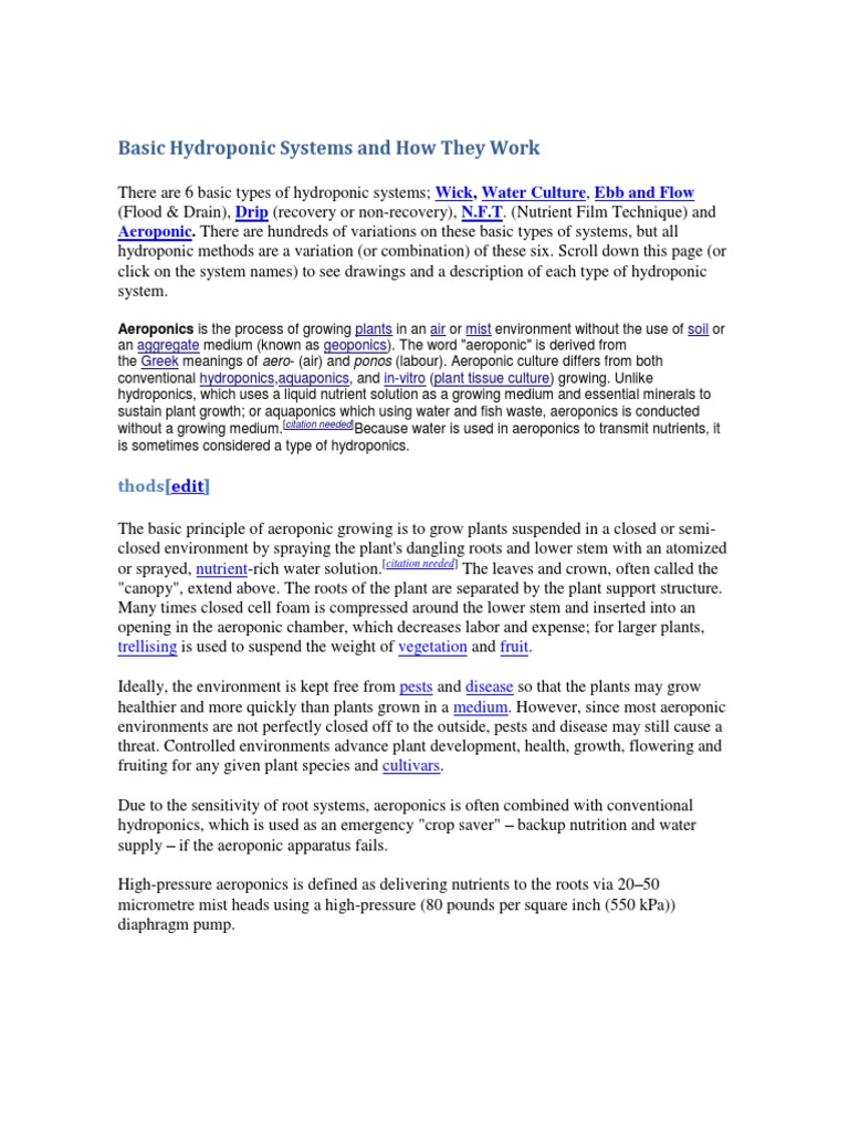 Basic Hydroponic Systems and How They Work | PDF | Hydroponics | Botany