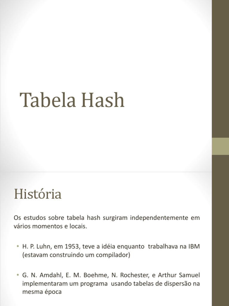 Apresentação Tabela Hash | PDF | Algoritmos e estruturas de dados ...