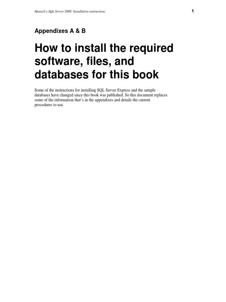 Murach SQL Server 2008 Examples Installation Guide | PDF | Microsoft ... Murach SQL Server 2008 Examples Installation Guide | PDF | Microsoft ...