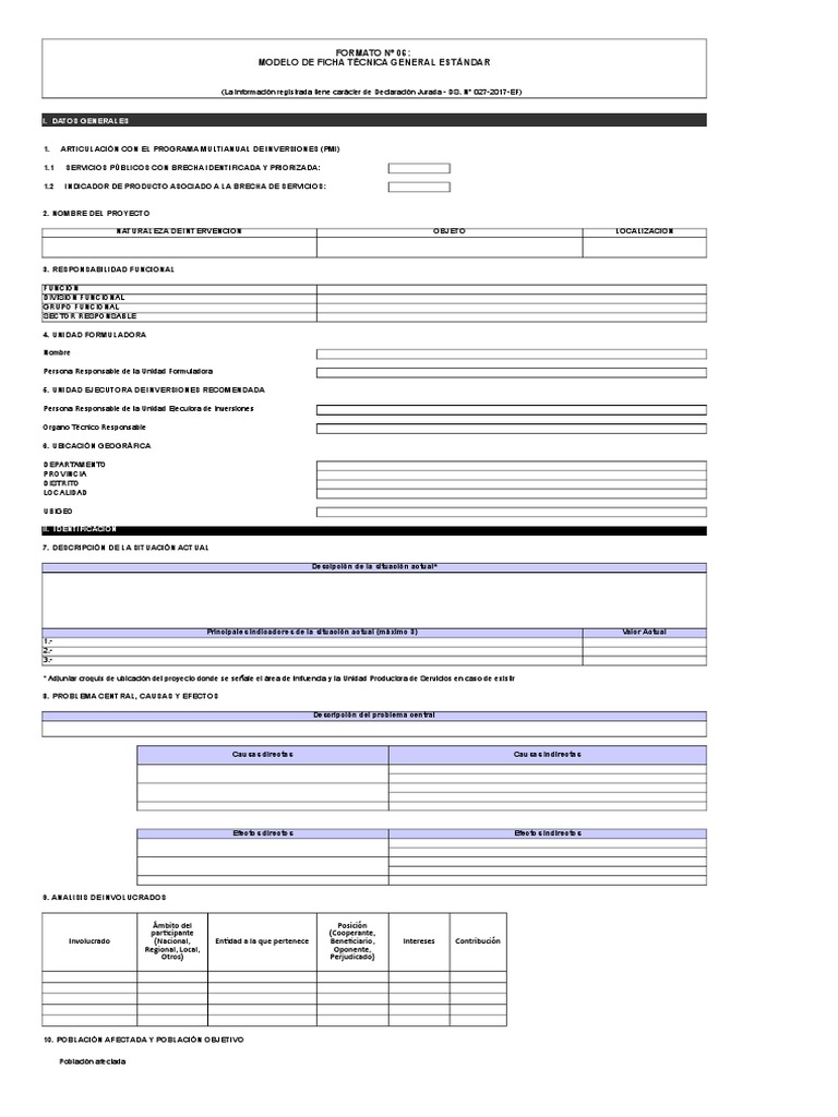Ficha Tecnica Estandar INVIERTE - PE | Beneficio (economía) | Presupuesto