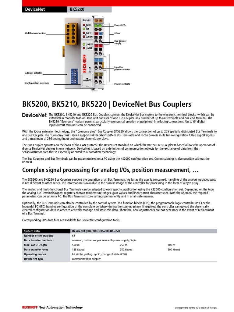 DeviceNet Bus Couplers Guide | PDF | Computer Terminal | Programmable ...