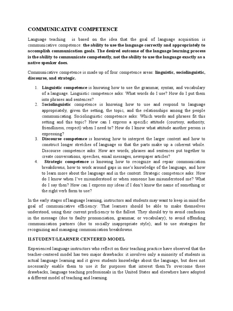 Communicative Competence | PDF | Reading Comprehension | Vocabulary