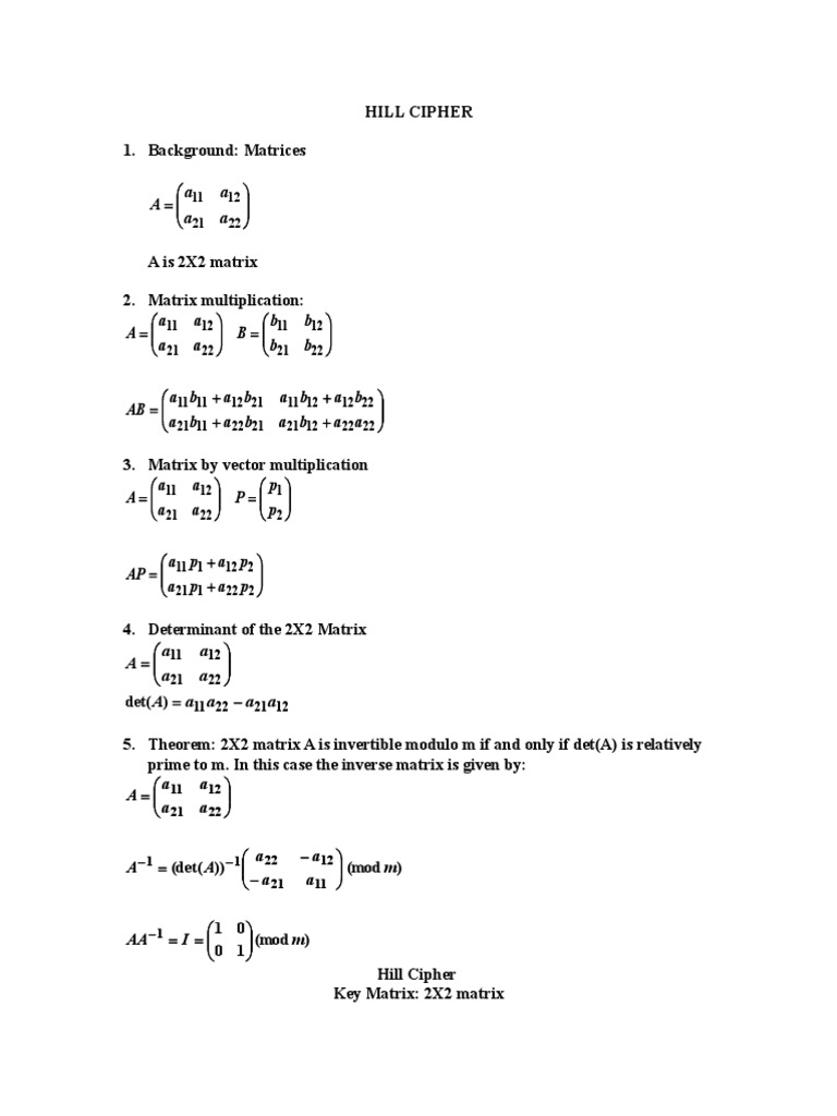 Hill | PDF | Matrix (Mathematics) | Secrecy