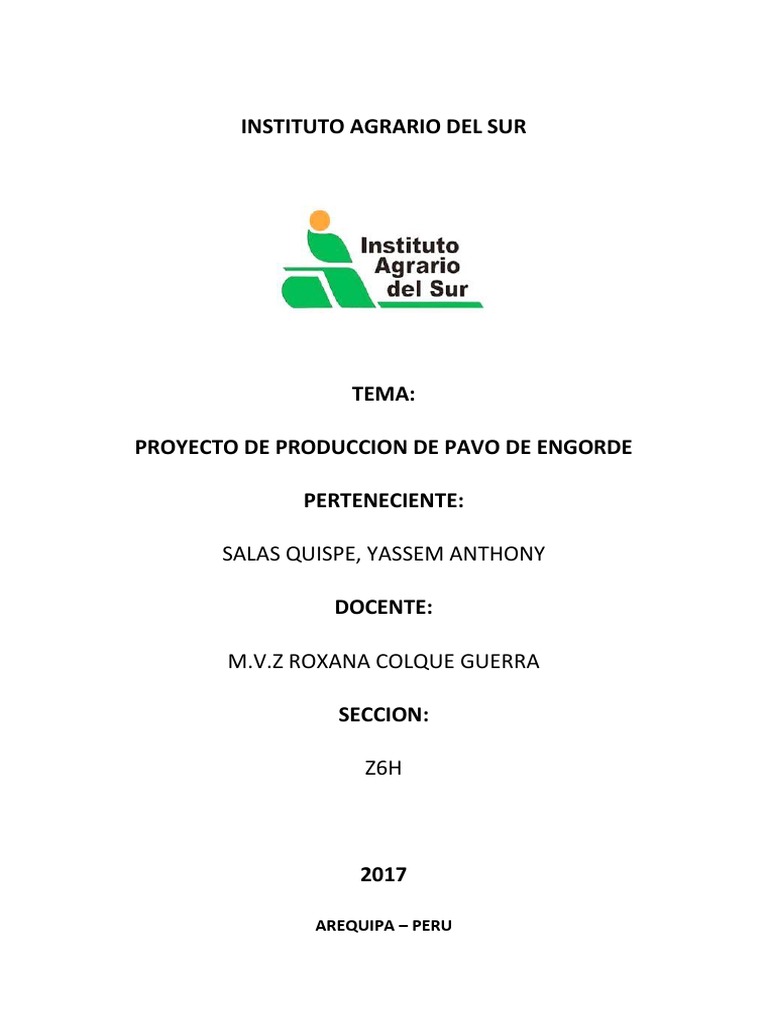 Proyecto Pavos | PDF | Carne | Aves