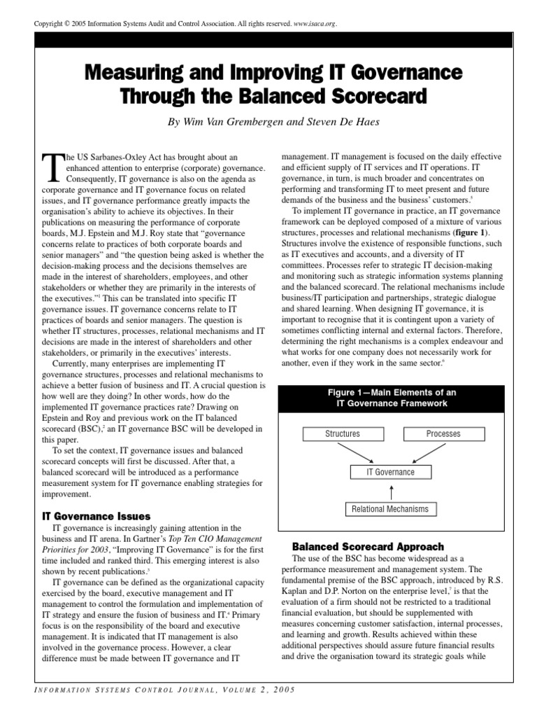 IT Governance Through Balanced Scorecard PDF | Download Free PDF ...
