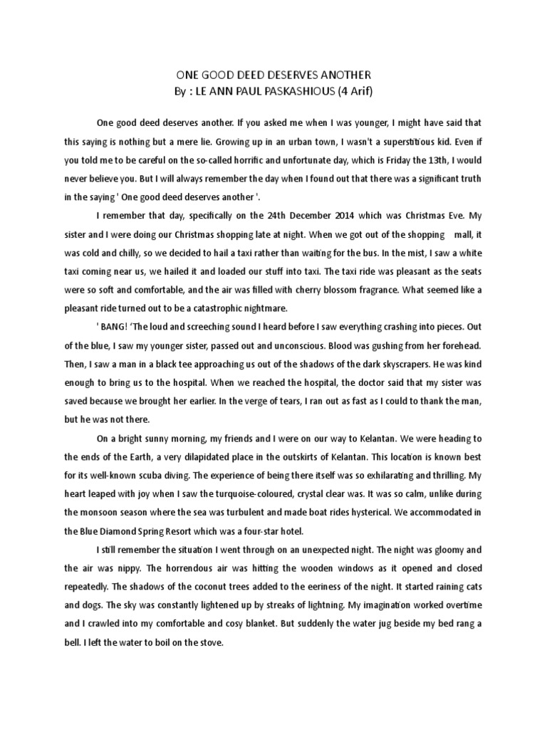 One Good Deed Deserves Another | PDF | Nature