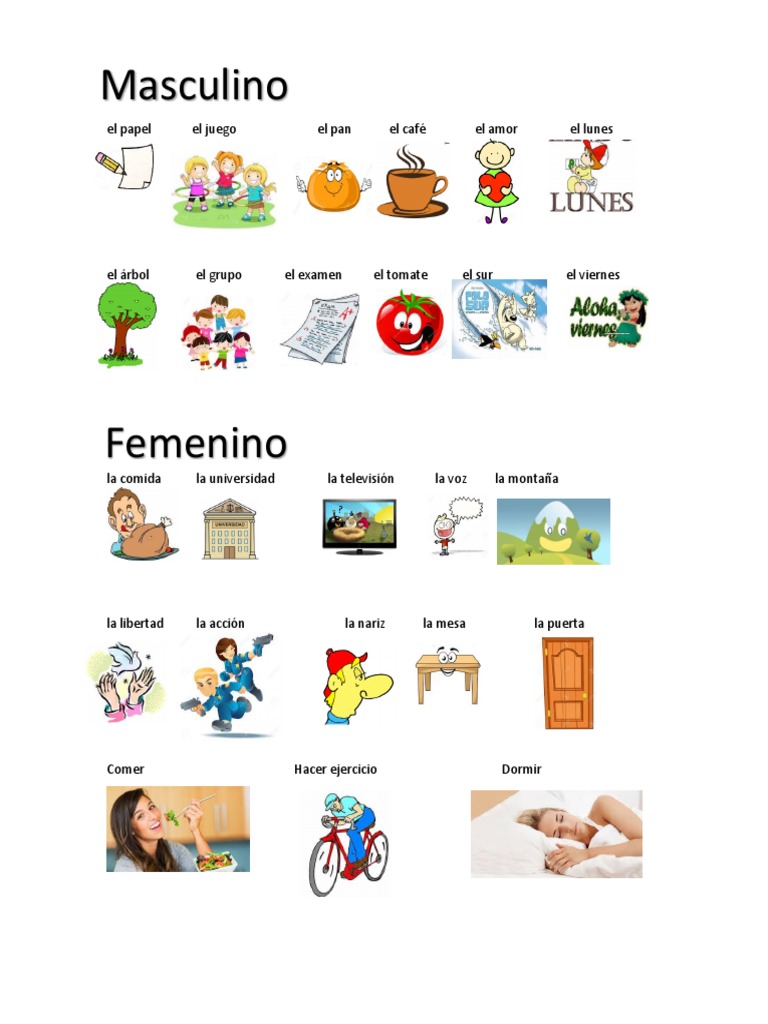 Ejemplos de Sustantivos Masculinos y Femeninos | PDF