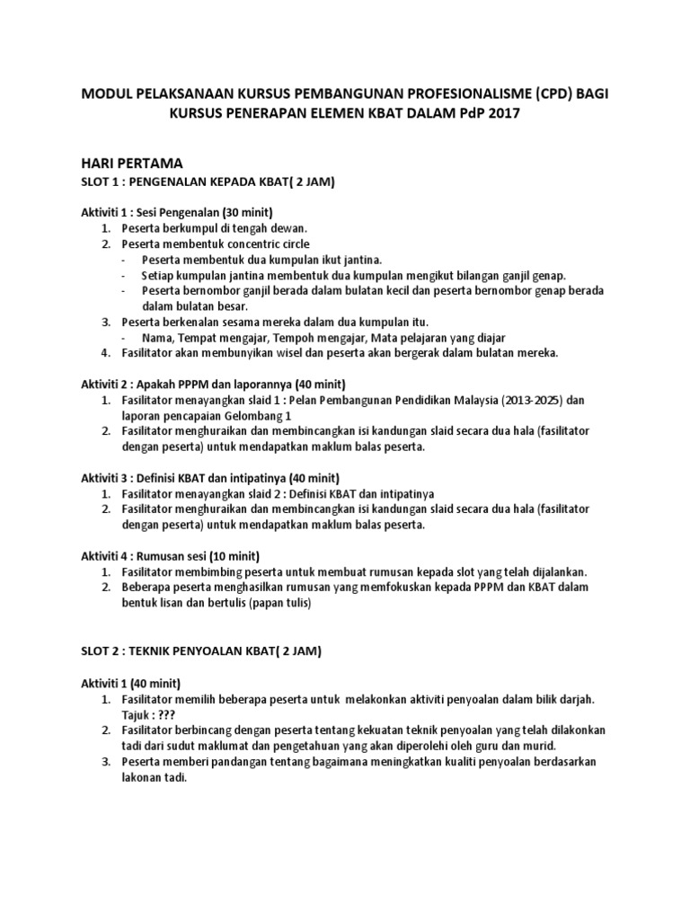 Kursus KBAT dalam PdP 2017 | PDF | Karier & Perkembangan | Komputer