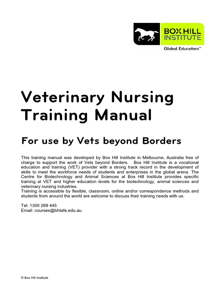 Veterinary Nursing Training Manual | PDF | Vitamin | Disinfectant