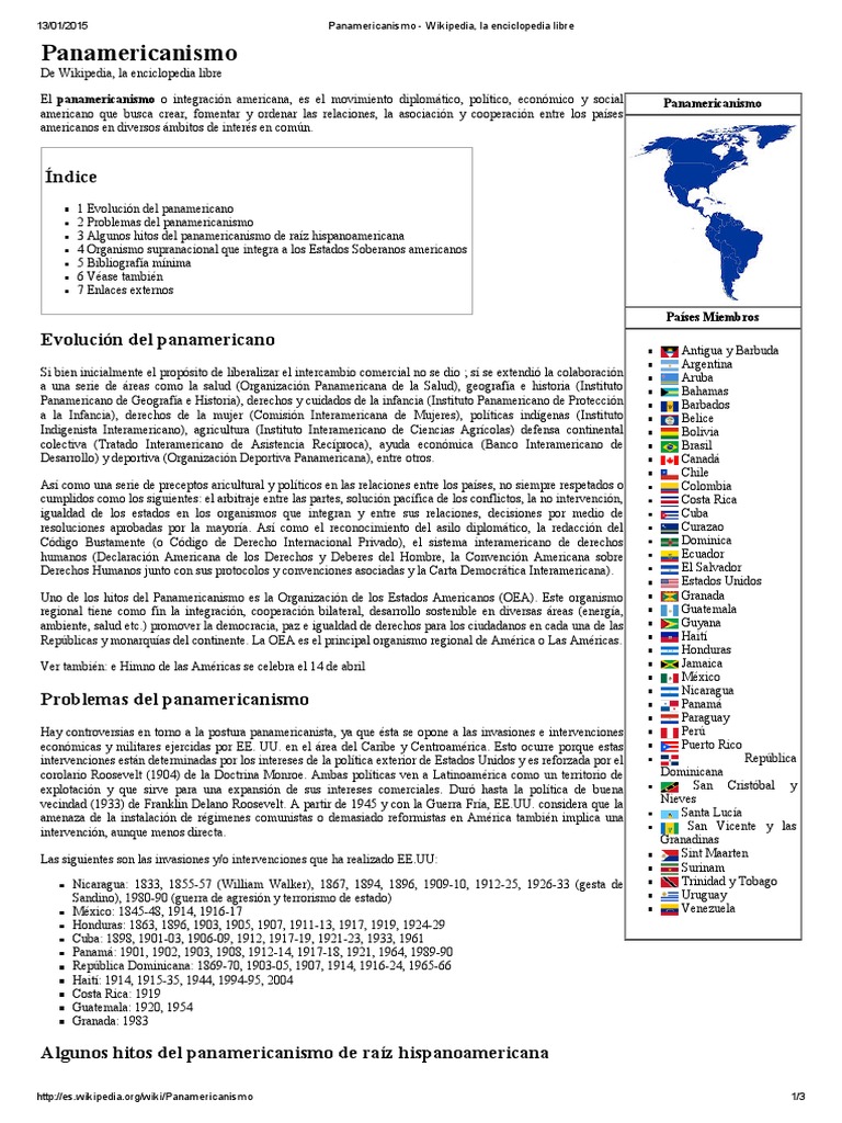 Panamericanismo - Wikipedia, La Enciclopedia Libre | PDF | Relaciones ...