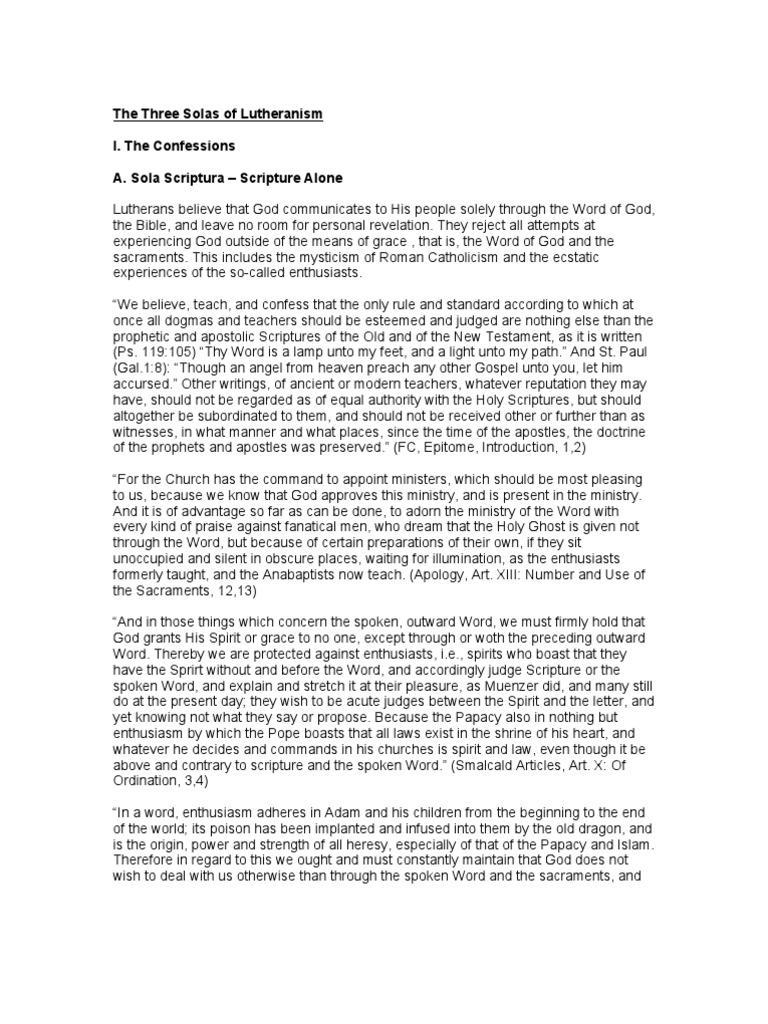 The Three Solas of Lutheranism | PDF | Spiritual Gift | Grace In ...