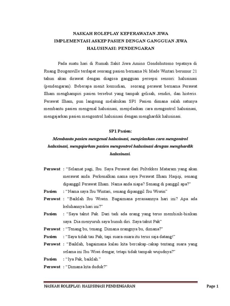 Naskah Roleplay Keperawatan Jiwa (Halusinasi) | PDF