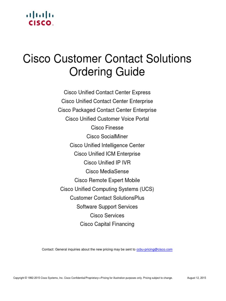 UCCX Ordering Guide 2015 | PDF | Cisco Systems | Proprietary Software