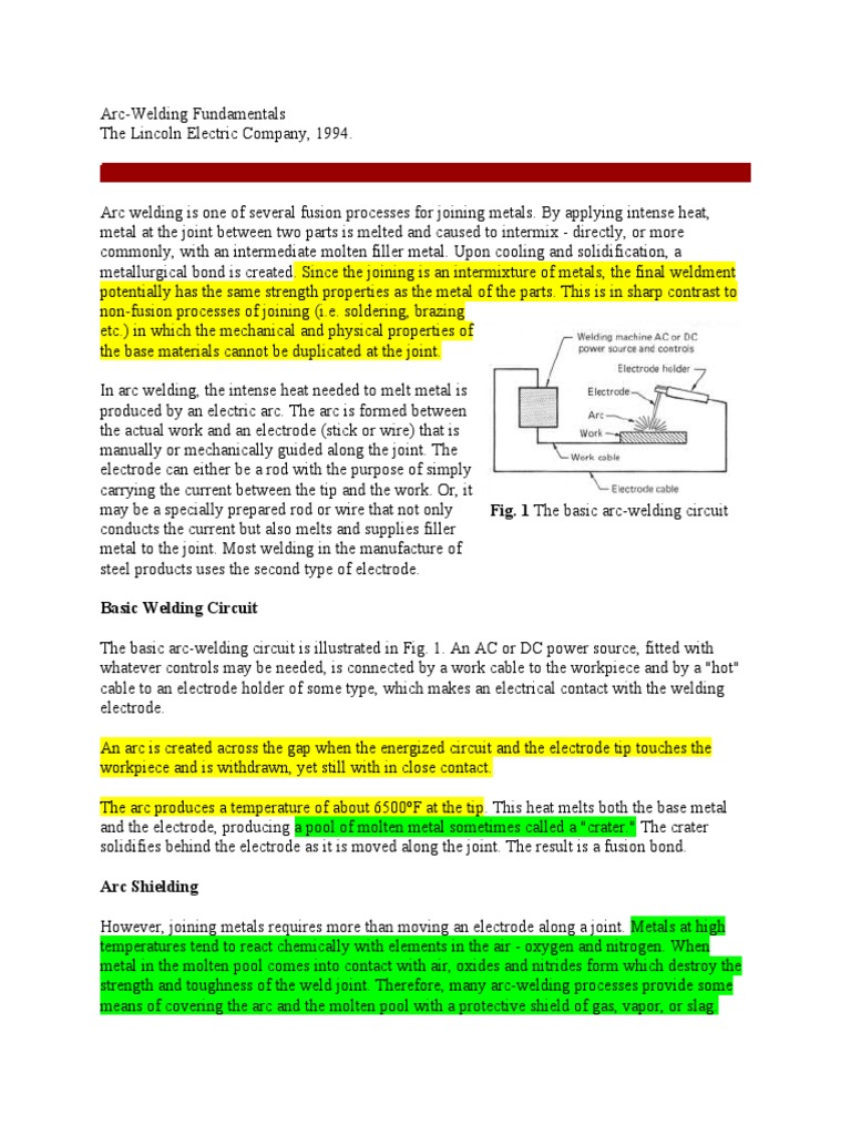 Fig. 1 The Basic Arc-Welding Circuit | PDF | Construction | Welding