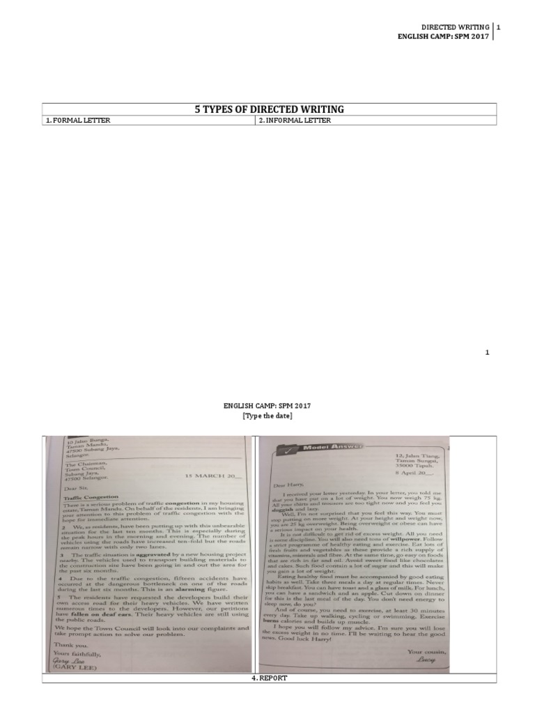 5 Types of Directed Writing | PDF | English Language | Sentence ...