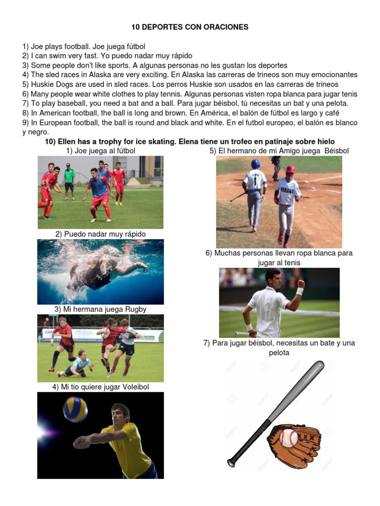 10 Deportes Con Oraciones | PDF | Equipos | Asociación de Futbol