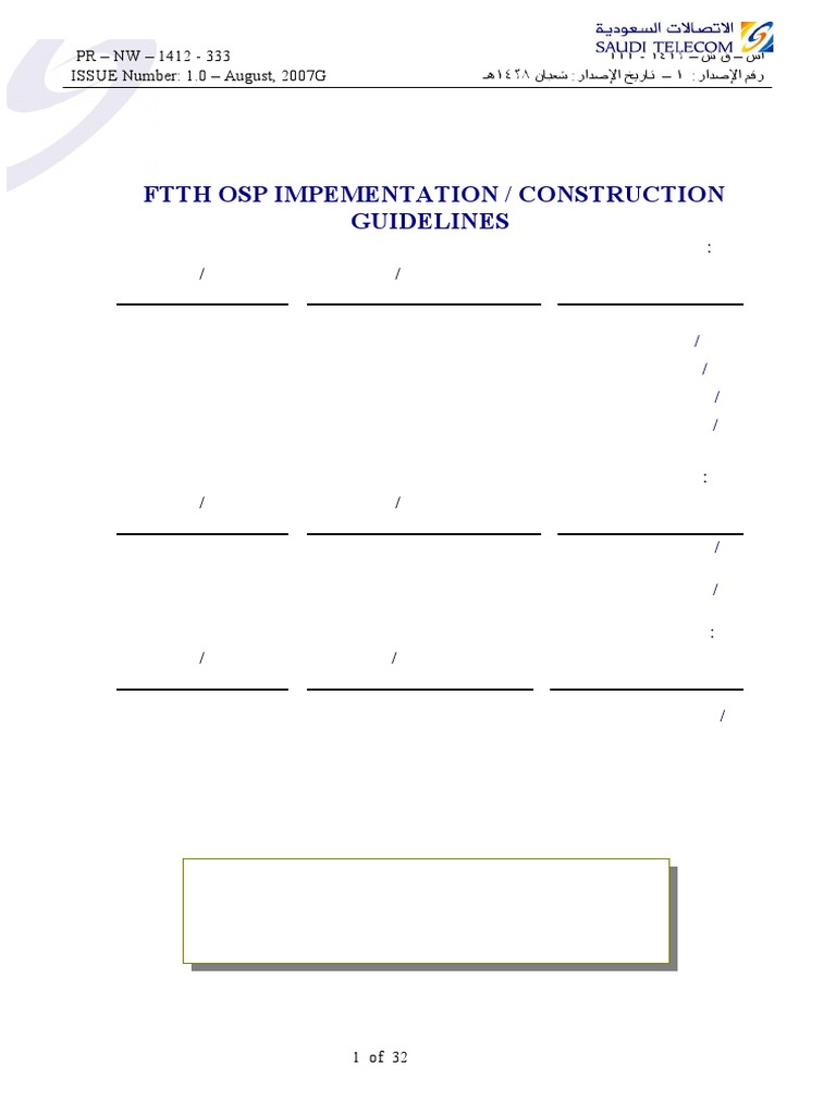 FTTH Construction Guidelines Document | PDF | Fiber To The X ...