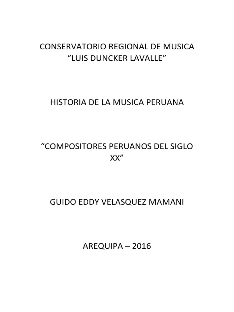 Compositores Peruanos Del Siglo XX | PDF | Perú | Composiciones Musicales