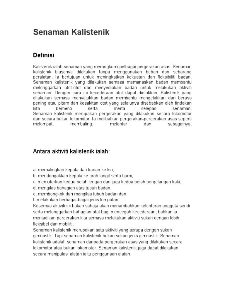 Panduan Senaman Kalistenik Efektif | PDF | Kesehatan Holistik | Gaya Hidup