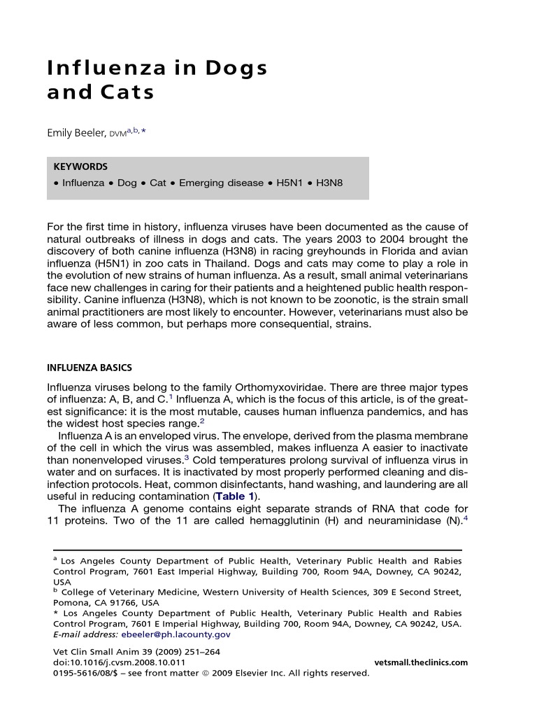 Influenzaindogs Andcats: Emily Beeler | PDF | Influenza A Virus Subtype ...