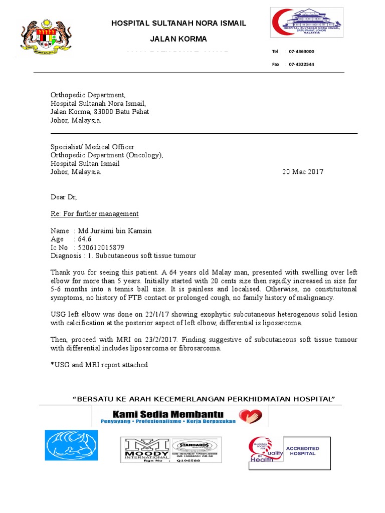 Orthopedic Referral Letter Sample | PDF | Neoplasms | Medicine