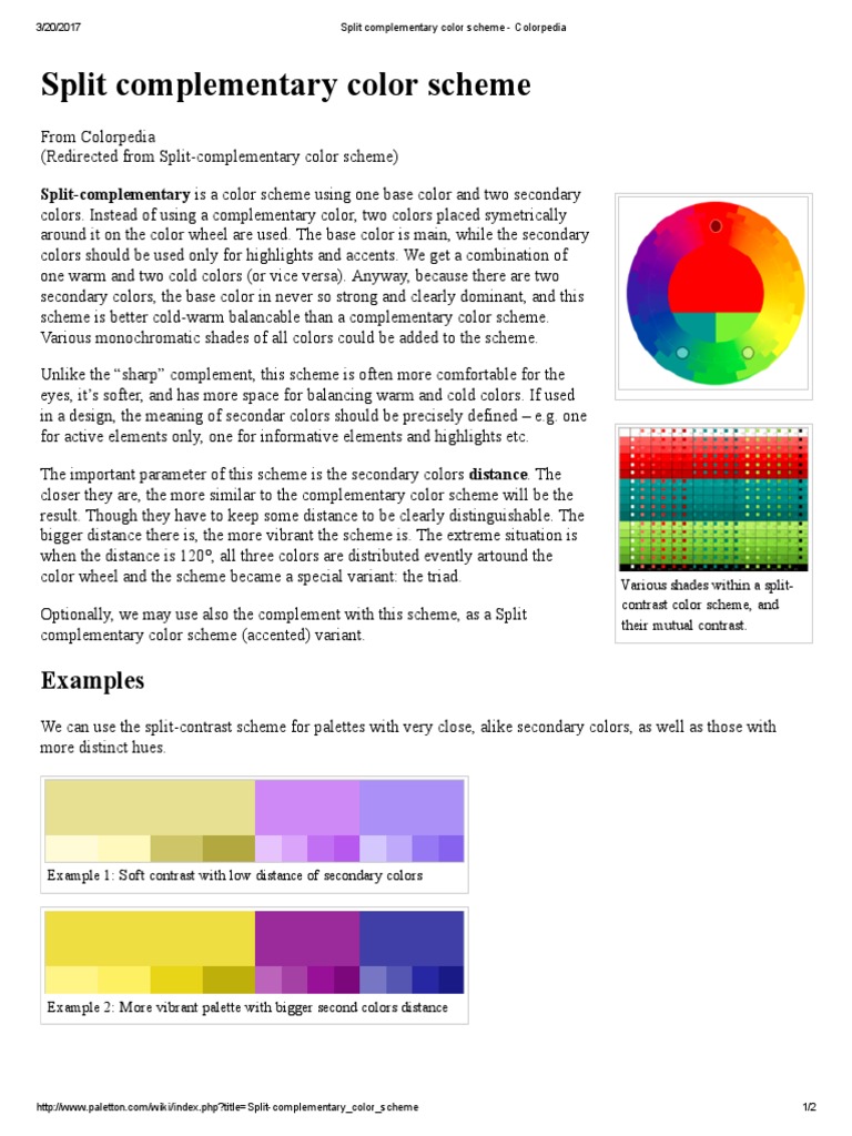 Split Complementary Color Scheme - Colorpedia | PDF | Vision | Color