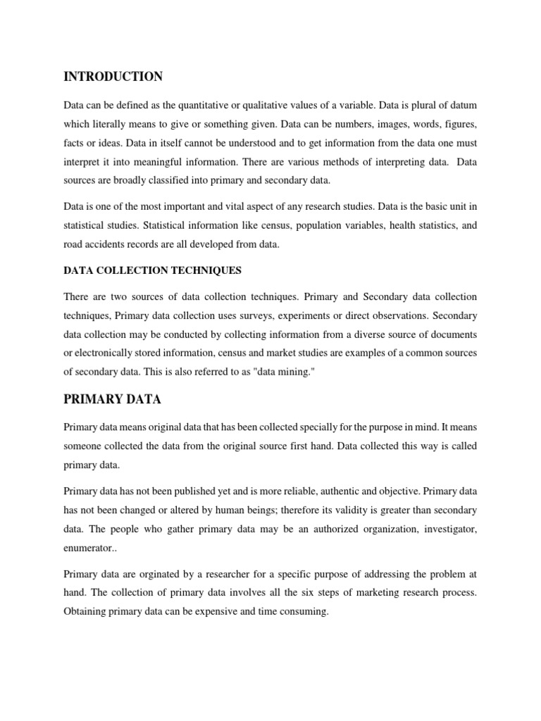 Primary Vs Secondary Data | PDF | Data | Survey Methodology