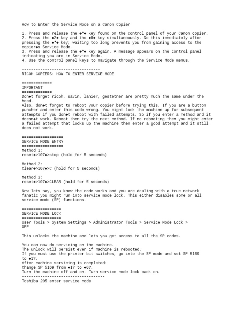 Canon Copier Service Mode Guide | PDF | Computer Engineering | Office ...