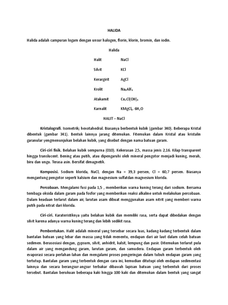 Mineral HALIDA | PDF