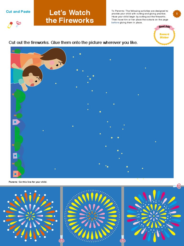 Let's Watch The Fireworks: Cut Out The Fireworks. Glue Them Onto The ...