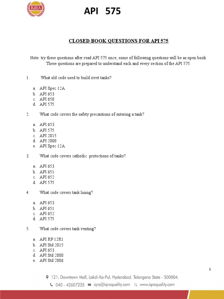Closed Book Questions For Api 575 | PDF | Corrosion | Welding