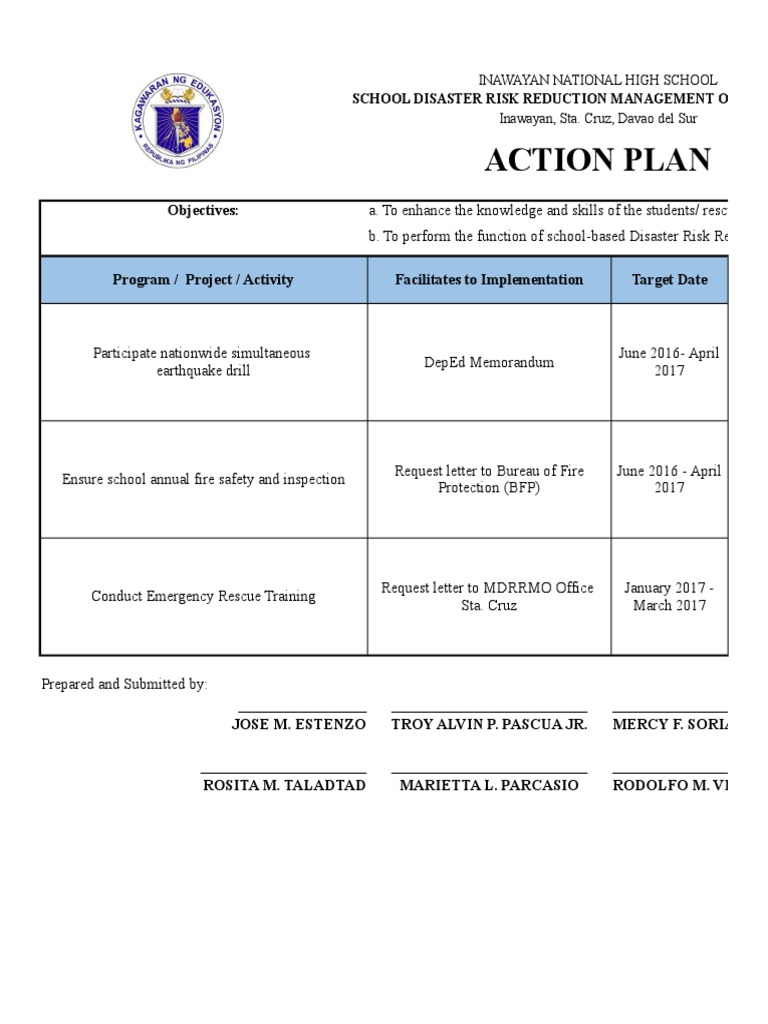 SDRRM Action Plan | Emergency Management | Emergency Incident