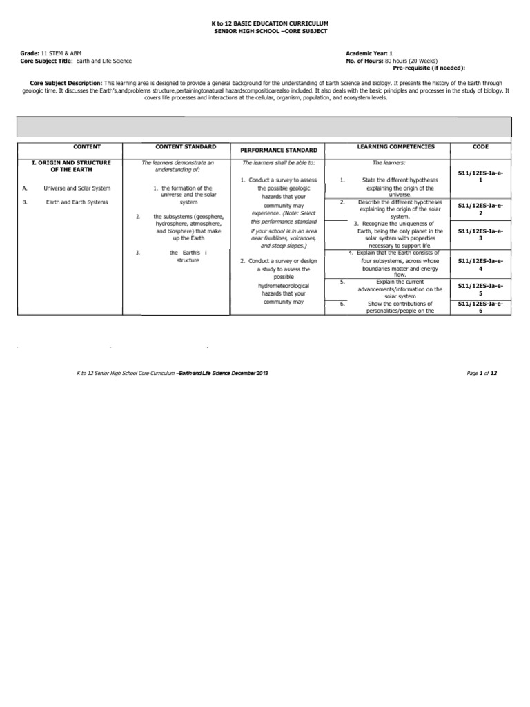 Grade 11 Earth and Life Science Guide | PDF | Rock (Geology) | Igneous Rock
