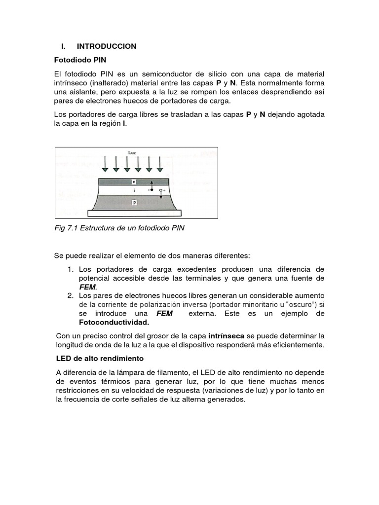 Fotodiodo PIN | PDF | Diodo emisor de luz | Célula solar