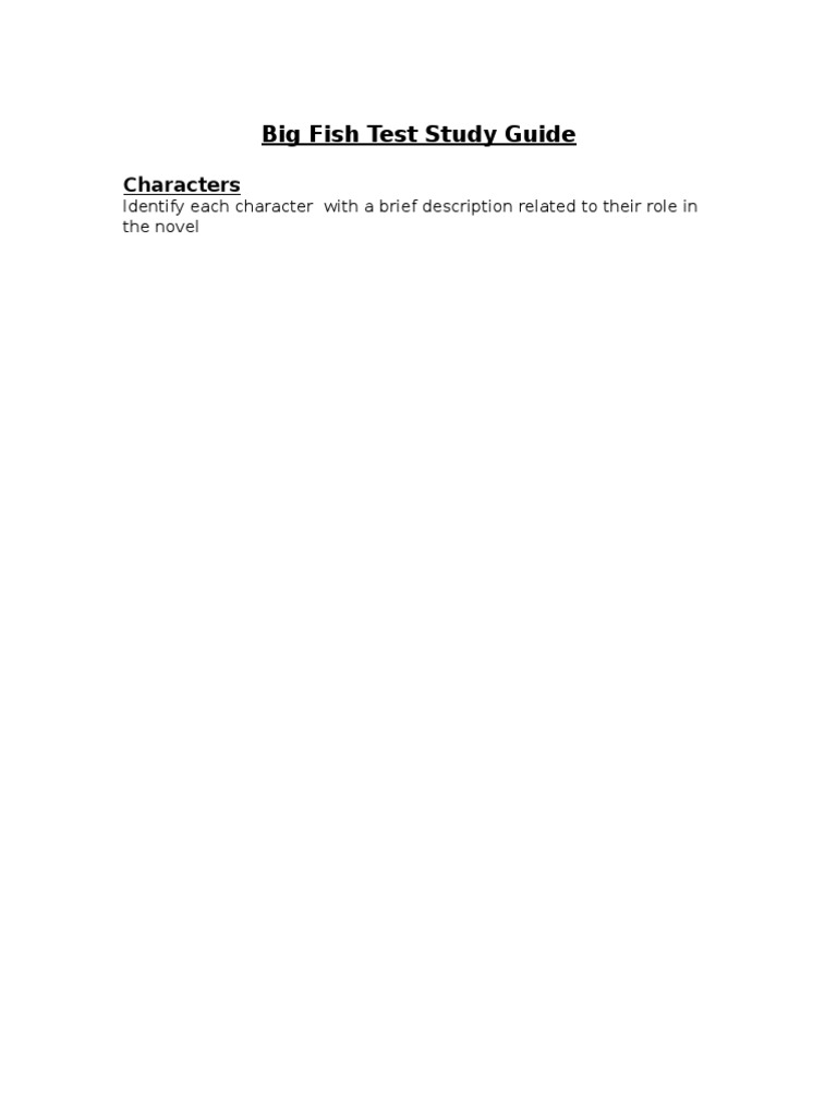 Big Fish Test Study Guide | PDF