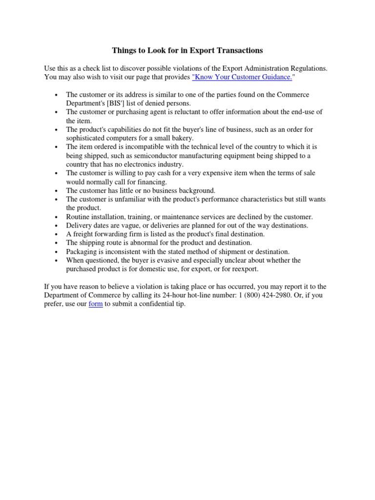 Export transaction red flag checklist | PDF | Exports | Letter Of Credit
