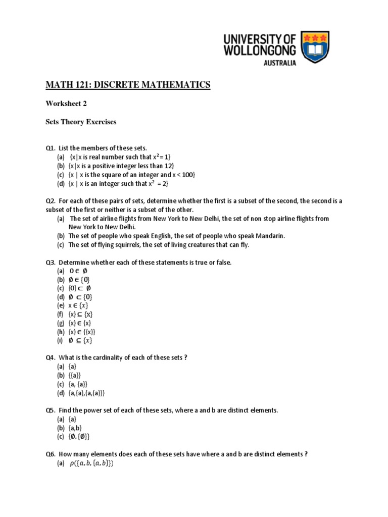 Set Theory Exercise 2 2017 | PDF