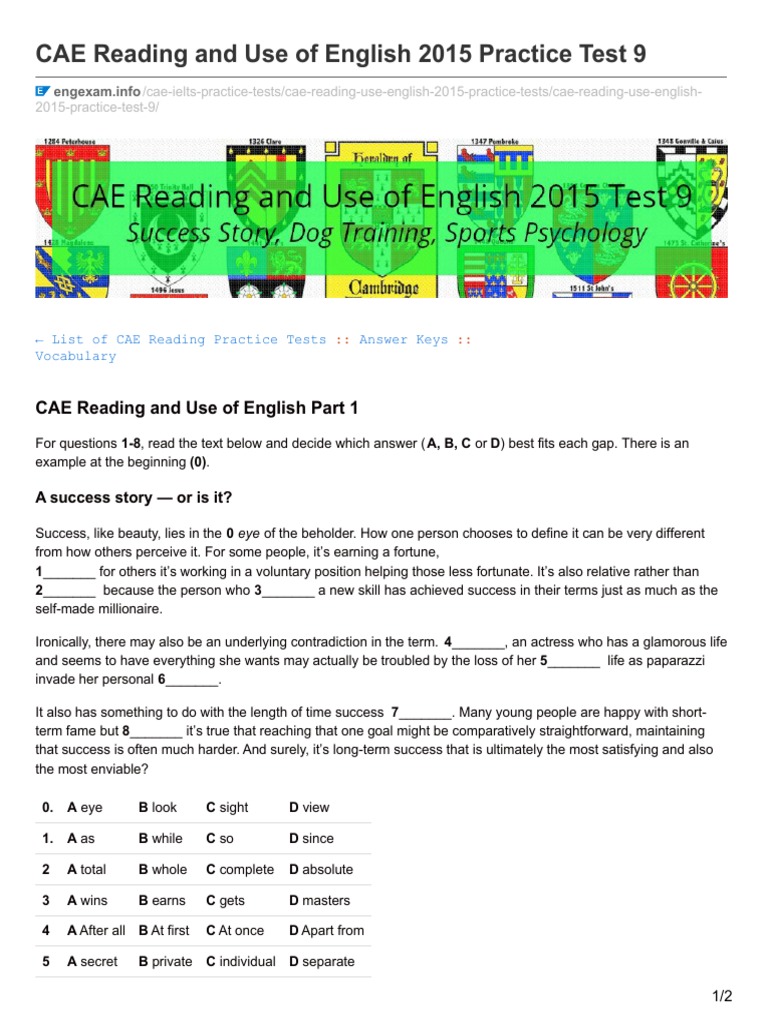 Engexam - info-CAE Reading and Use of English 2015 Practice Test 9 ...