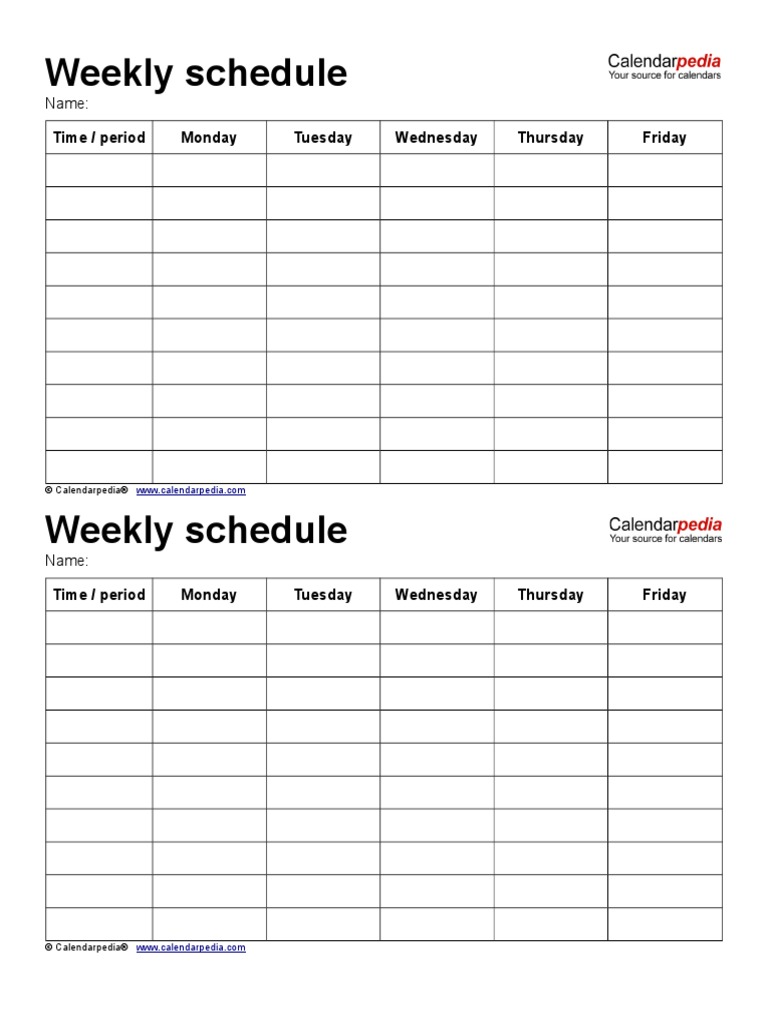 Weekly Schedule Template Printable | PDF