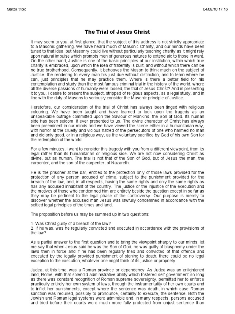 The Trial of Jesus Christ | PDF | Pontius Pilate | Herod Antipas