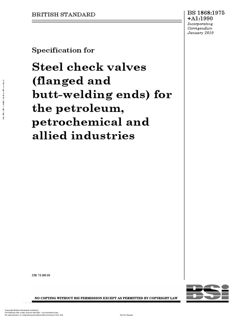 BS-1868 2010 | PDF | Pipe (Fluid Conveyance) | Valve