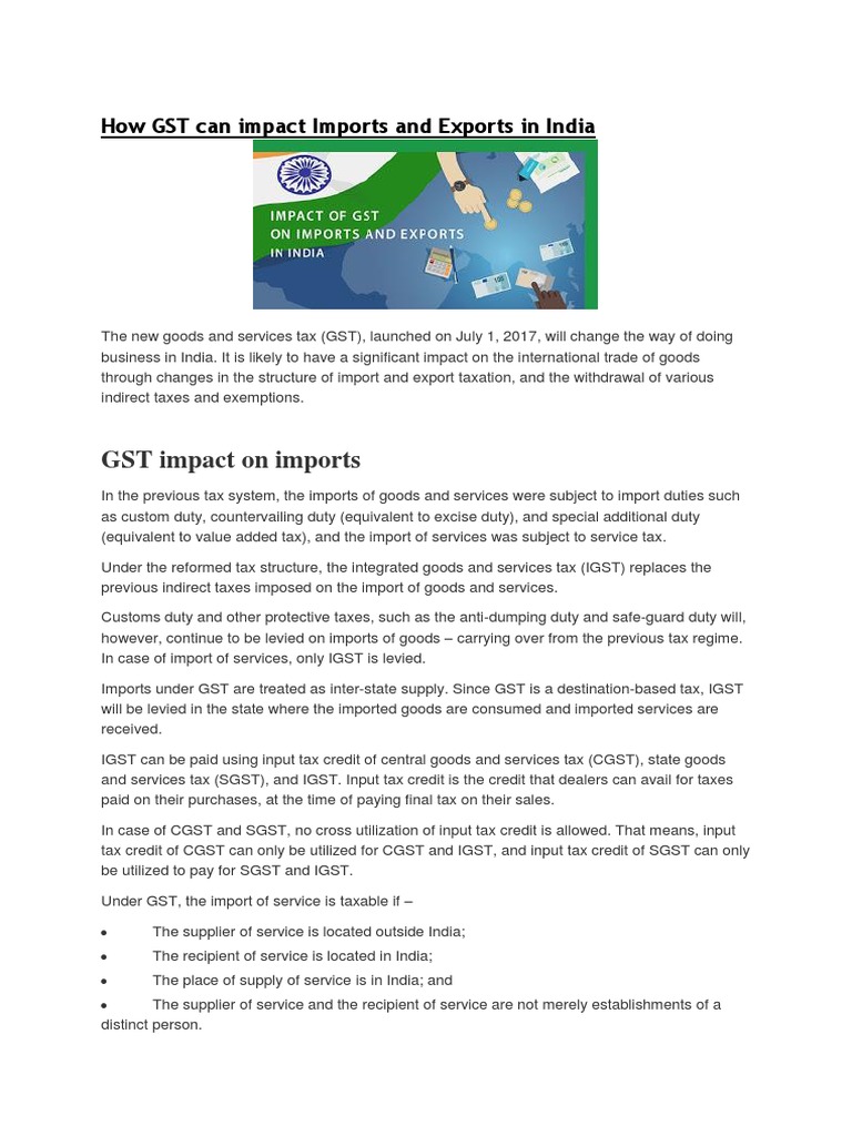 How GST Can Impact Imports and Exports in India-Pankaj JHA | PDF ...