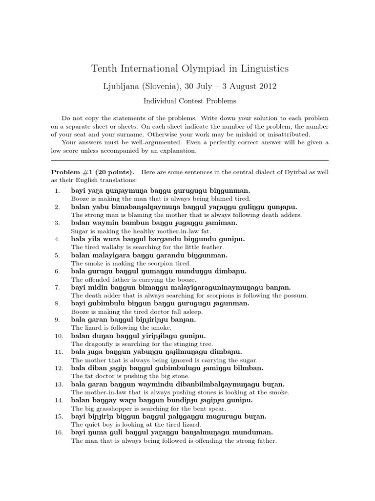 Tenth International Olympiad in Linguistics Problems | PDF | Human Communication | Semiotics
