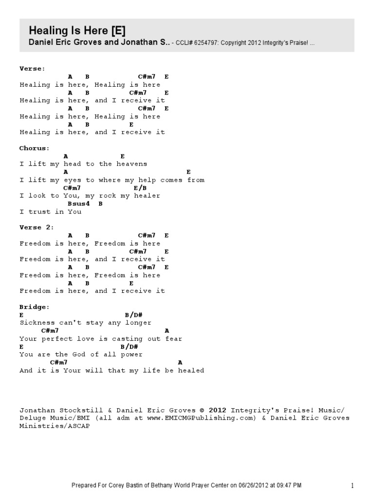 Healing Is Here (E) : Daniel Eric Groves and Jonathan S. | PDF