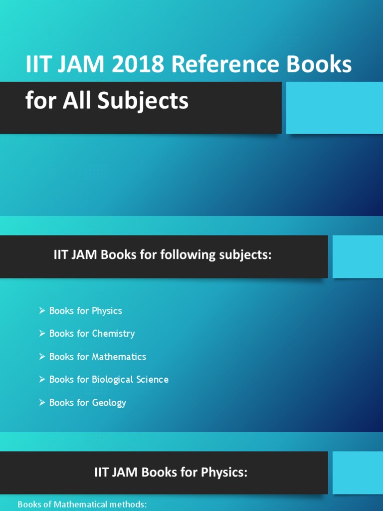 IIT JAM 2018 Reference Books Guide | PDF | Mathematical Analysis ...