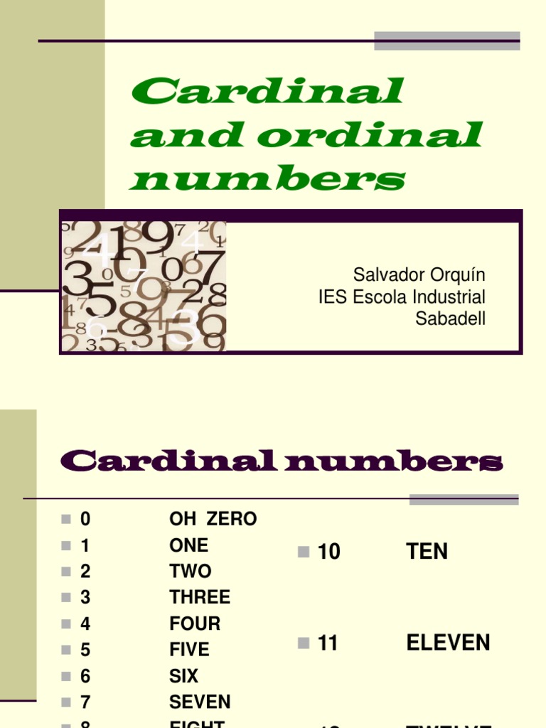 Understanding Cardinal and Ordinal Numbers | PDF