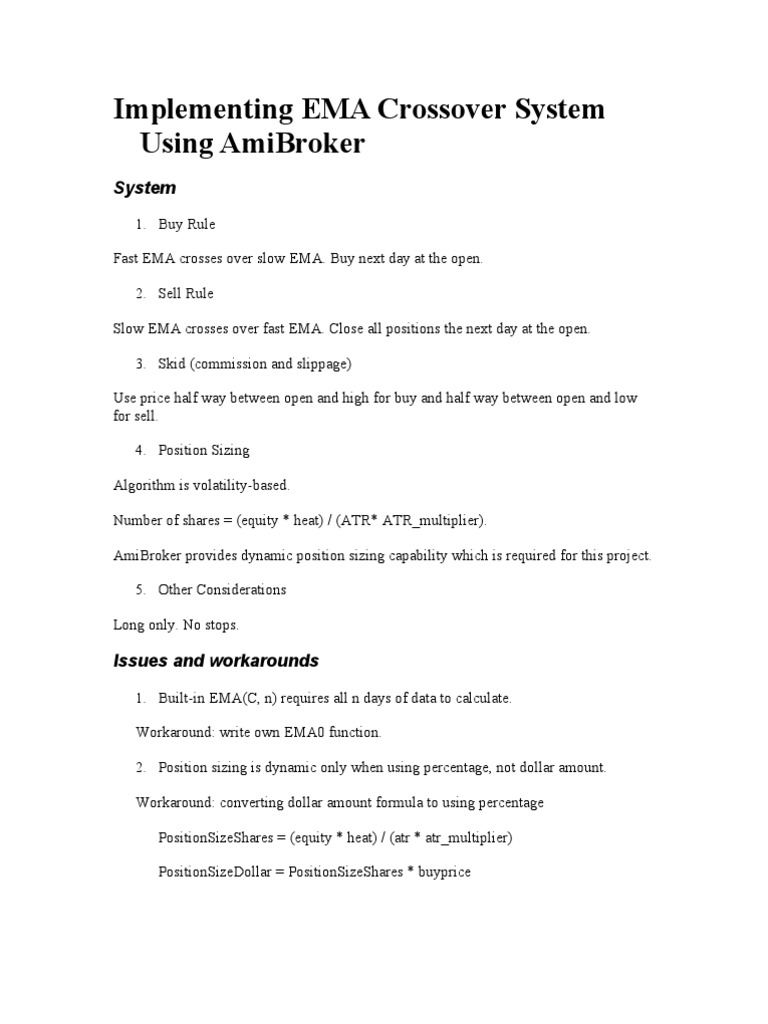 Implementing EMA Crossover System Using AmiBroker | PDF | Technical ...