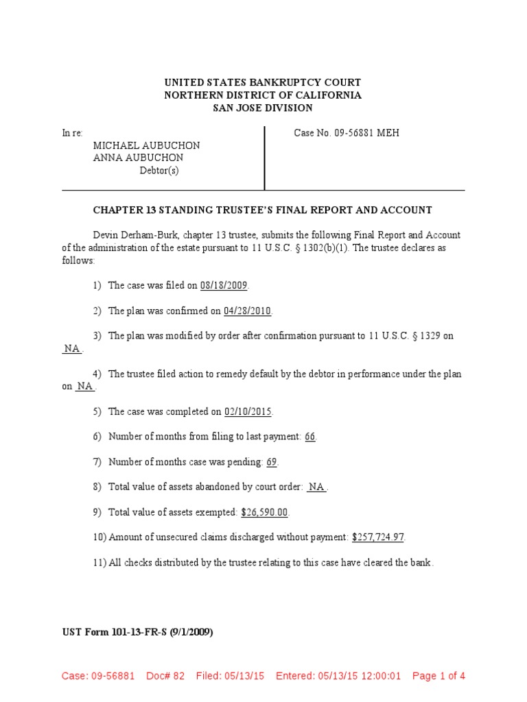 Chapter 13 Standing Trustee's Final Report and Account 5-13-15 PDF ...